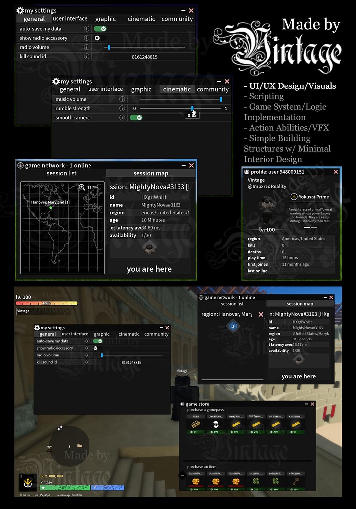 [HIRED] Vintage | Experienced Scripter & UI Designer - Portfolios ...