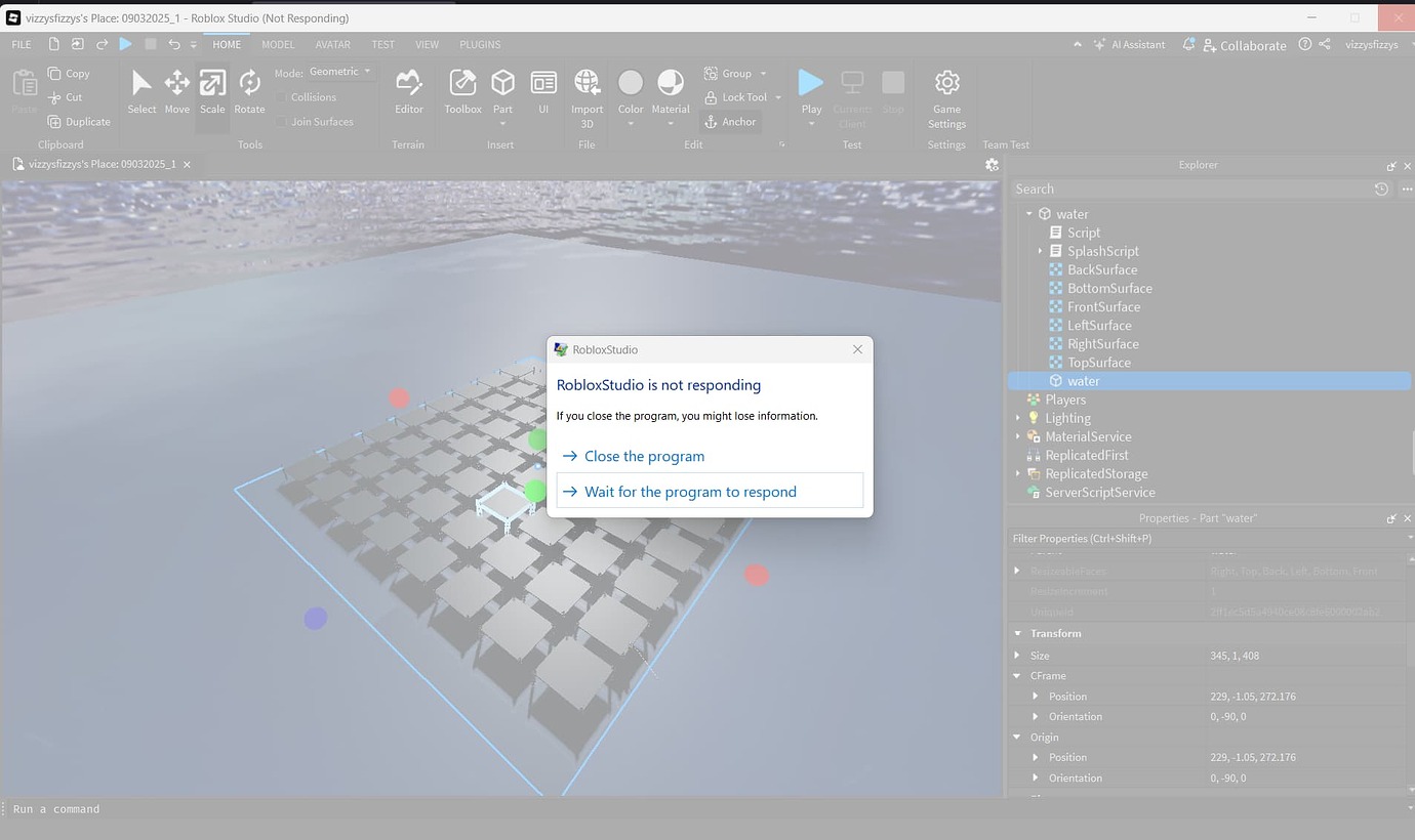 Moving or scaling large parts along the y-axis freezes roblox studio - Studio Bugs - Developer ...