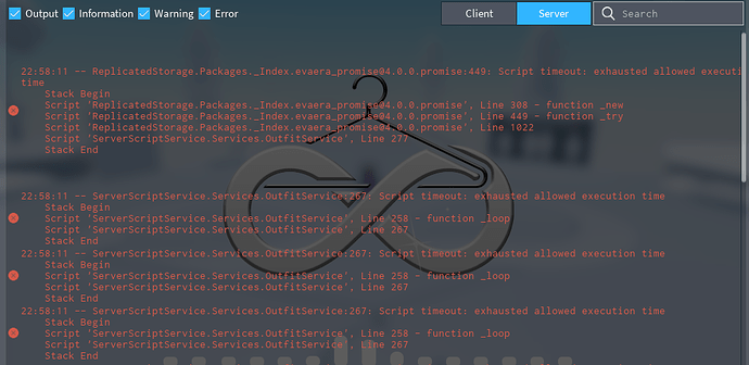 Script Timeout Exhausted Allowed Execution Time Happens Sporadically And Prevents My Outfit