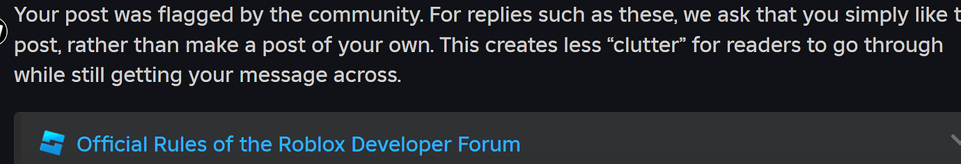 Moderator replies refer to unlisted rules - Forum Features - Developer ...