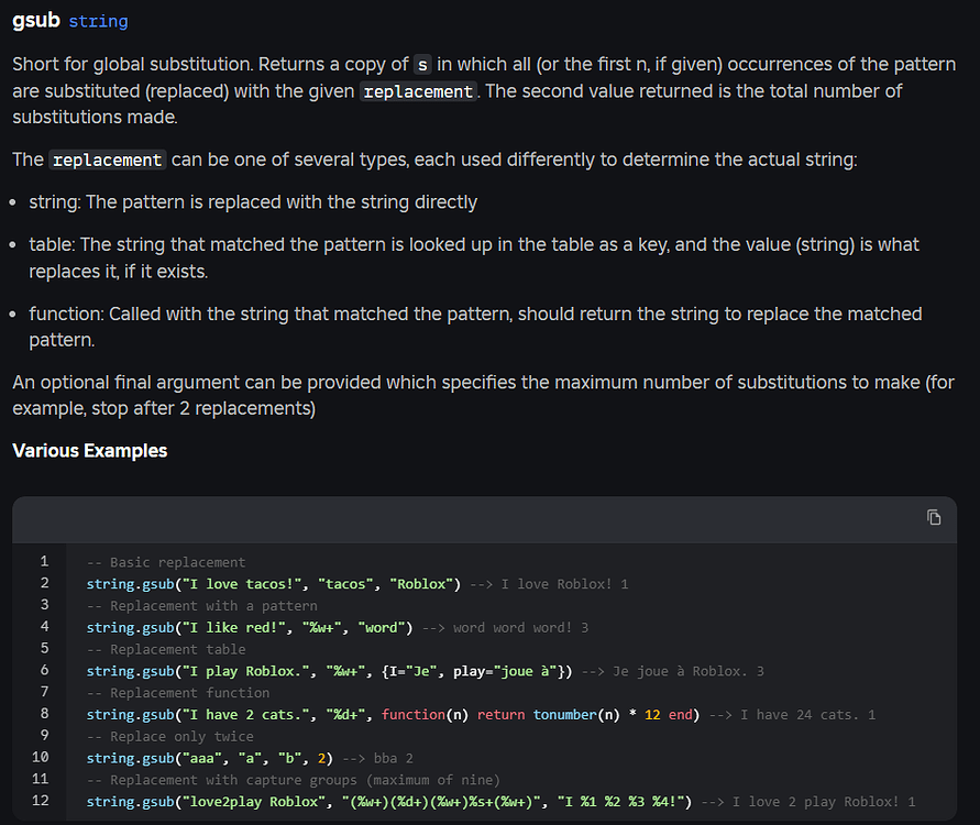 String.gsub isn't working properly - Scripting Support - Developer Forum | Roblox