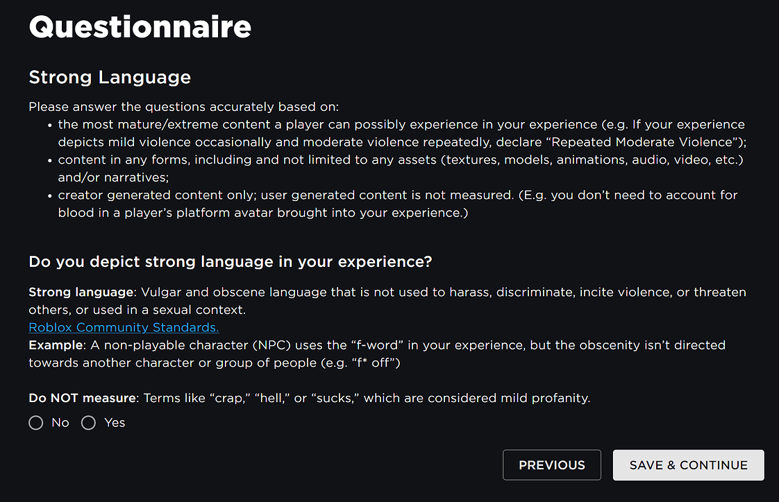 17+ Experiences Can Add Support for Strong Language - Announcements ...