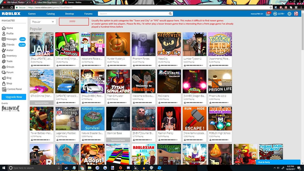 Roblox 'Popular' category is not filtered correctly - Website Bugs ...