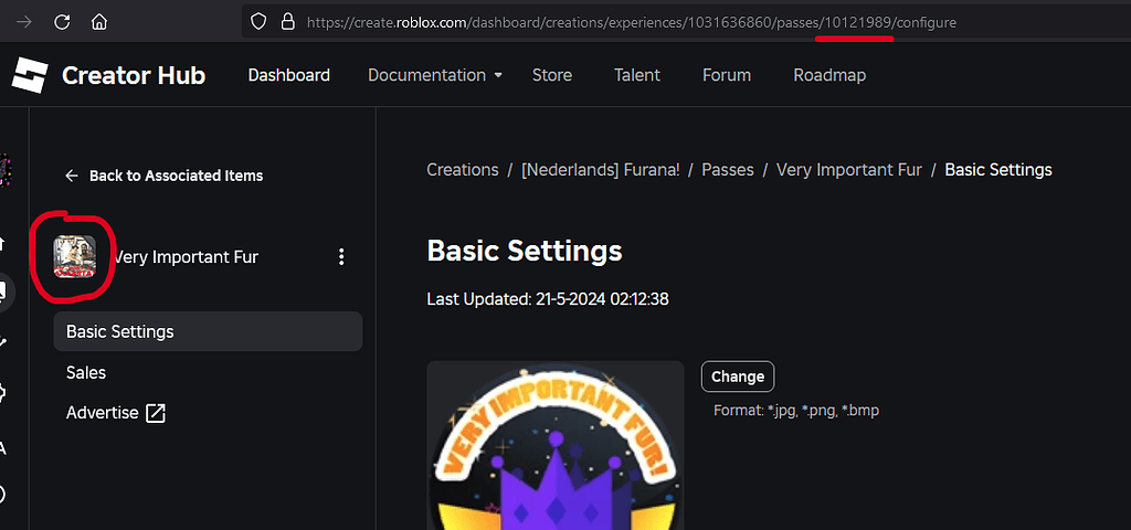 Visual bug with the tiny icon on the gamepass management page - Creator Hub (create.roblox.com ...