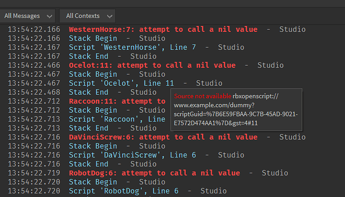Weird animal-based script errors in gears - Scripting Support - Developer Forum | Roblox