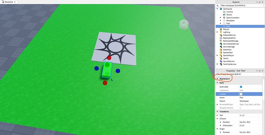 I cannot click on the "Appearance" when trying to view properties of a ...