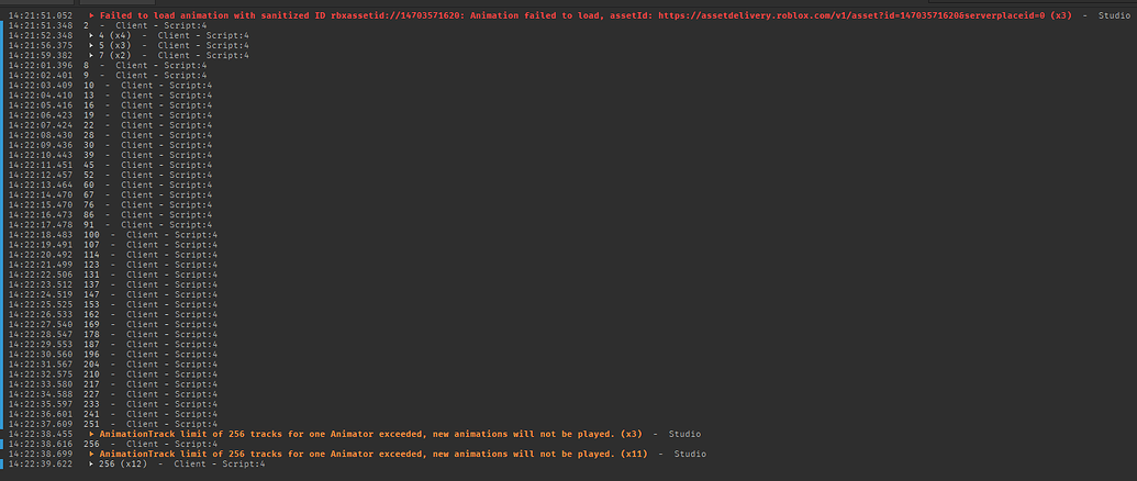 Failed to load animation with sanitized ID errors - Engine Bugs ...