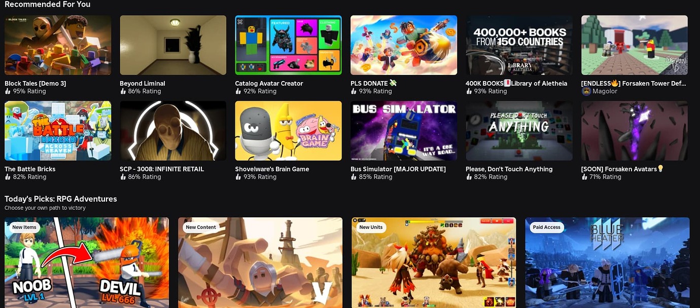 "Continue Playing" section missing from homepage - Roblox Application ...