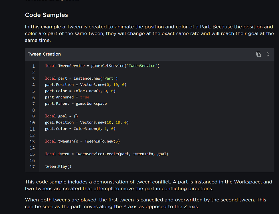 Confused on Roblox's documentation on TweenService - Scripting Support - Developer Forum | Roblox