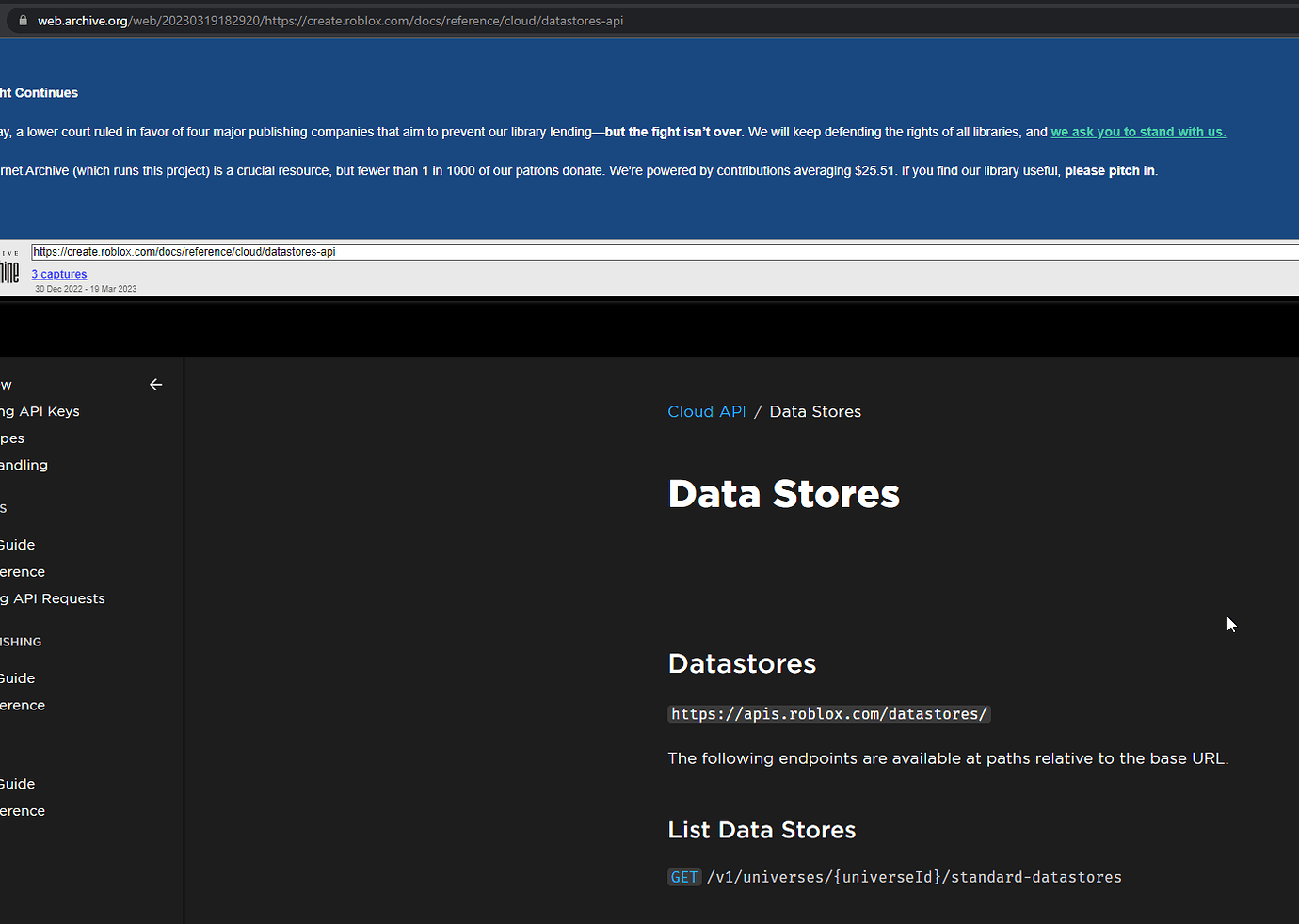 Restore open cloud datastore api usage guide - Documentation Issues - Developer Forum | Roblox