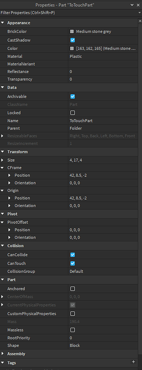 Touch event doesn't work when use tween - Scripting Support - Developer Forum | Roblox