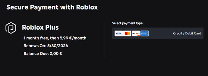 Roblox Plus cannot be purchased using other “select payment types”, it ...
