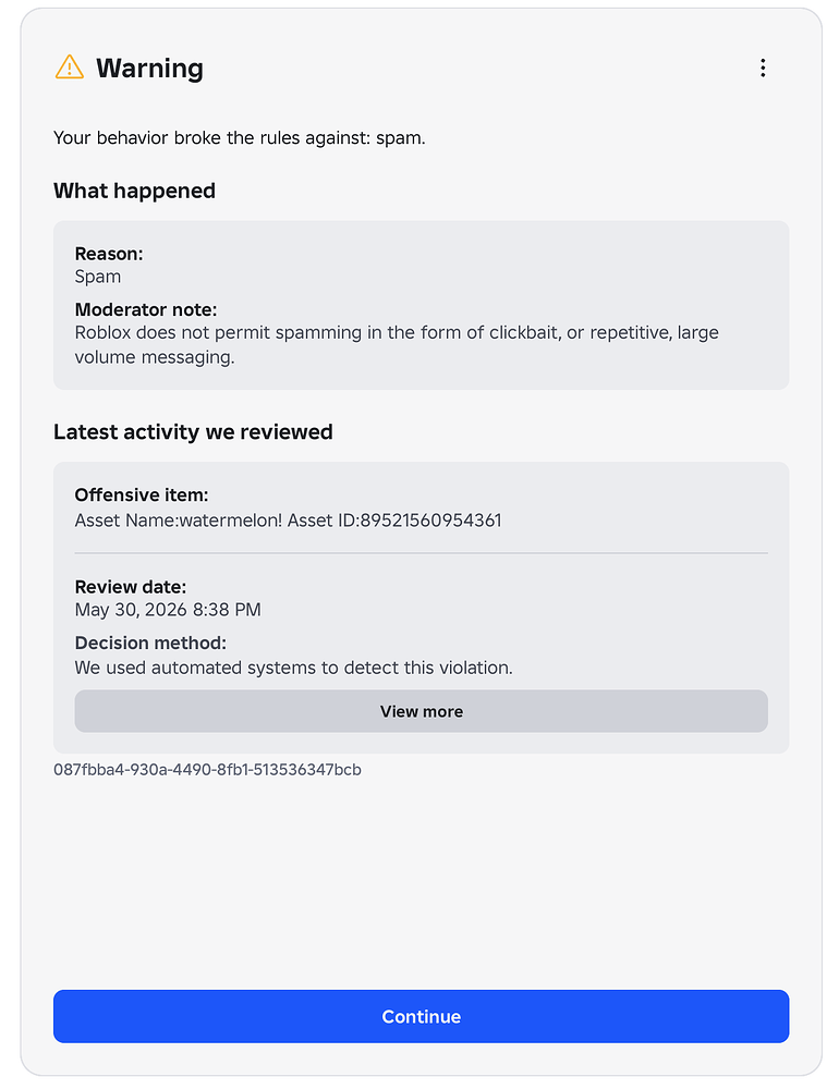 Spam warning for a game? - Platform Usage Support - Developer Forum ...