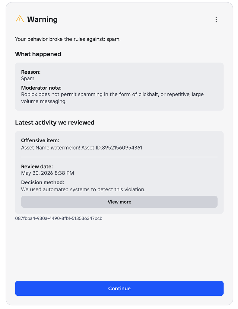 Spam warning for a game? - Platform Usage Support - Developer Forum ...