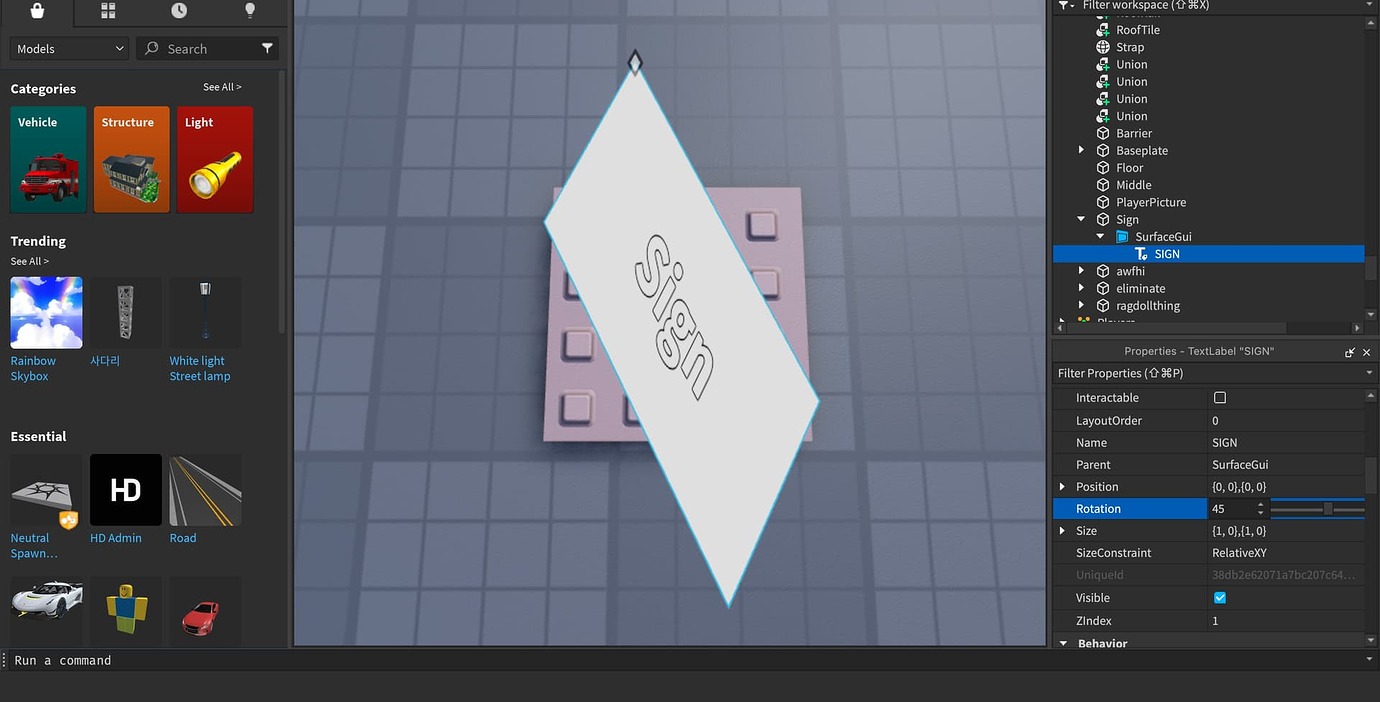 Surfacegui Looks Squashed When Rotated Building Support Developer Forum Roblox