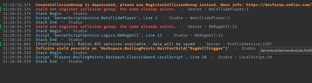 PhysicsService Errors? - Scripting Support - Developer Forum | Roblox