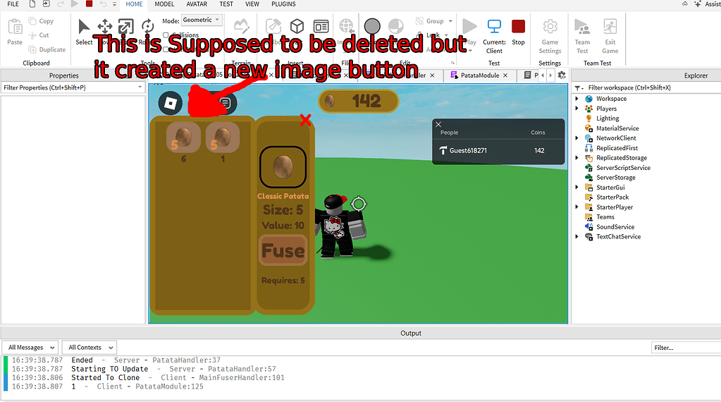 GUI isn't deleting objects when supposed to - Scripting Support - Developer Forum | Roblox