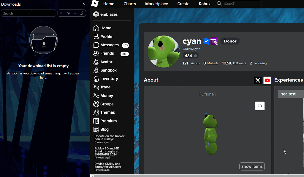 Clicking the youtube connection on this profile downloads a .osdx file ...