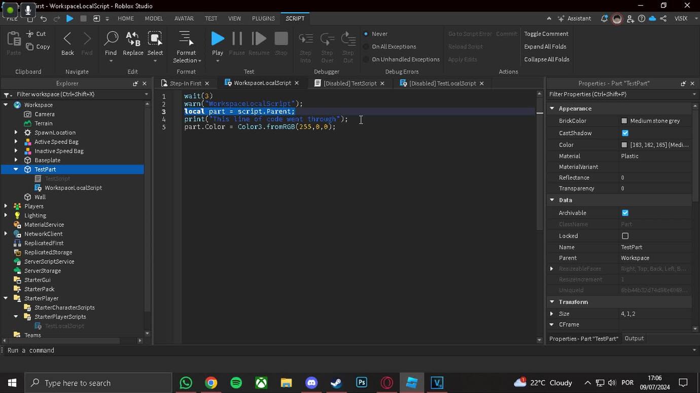 LocalScripts placed in the Workspace do NOT work - Scripting Support ...