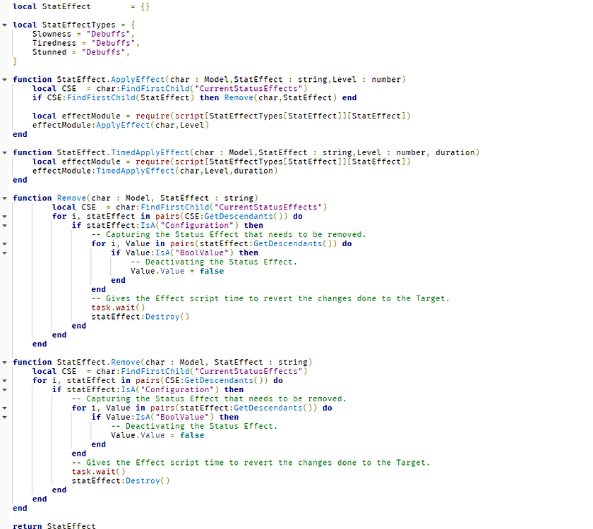 Status Effect Module Not Working Properly Scripting Support