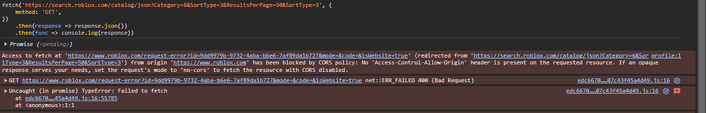 [ROBLOX API] No 'Access-Control-Allow-Origin' header is present on the requested resource ...