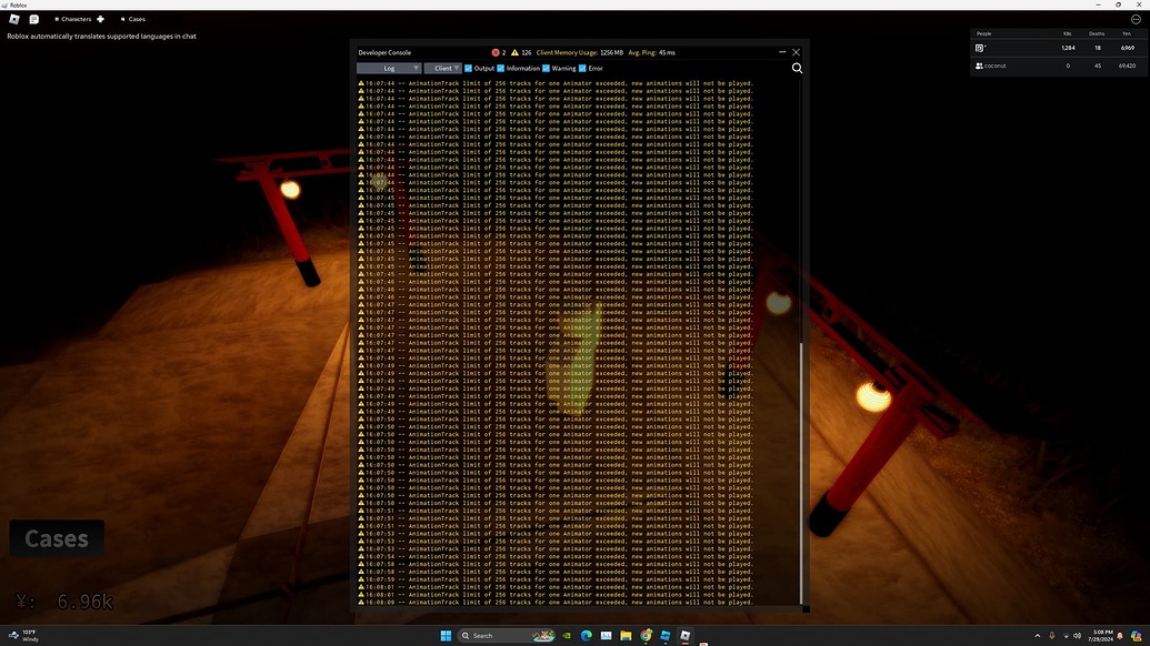 "AnimationTrack limit of 256 for one Animator exceeded, new animations ...