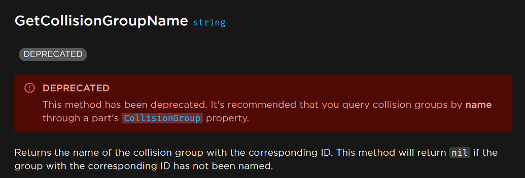 GetCollisionGroupName & SetPartCollisionGroup & CreateCollisionGroup is deprecated - Scripting ...
