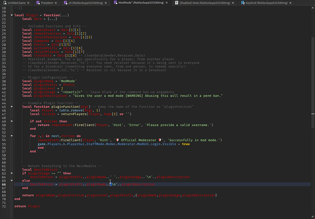 Basic Essentials Admin Custom Command Of Mod Mode Wont Work Scripting Support Developer 9903