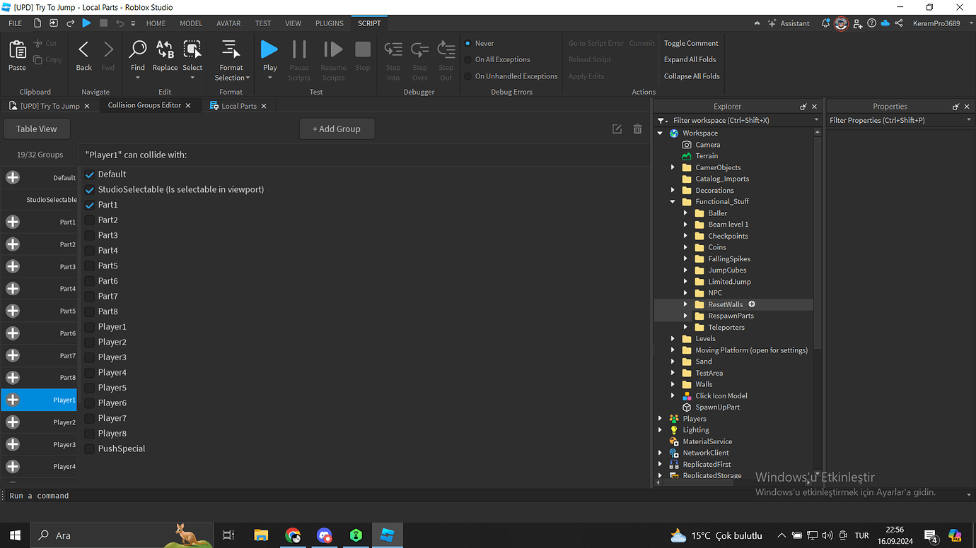 Collision Groups not functioning correctly - Scripting Support - Developer Forum | Roblox