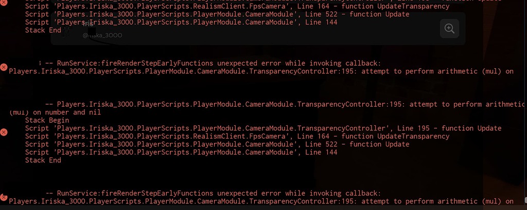 How to fix the Players function error: UserID.Player Scripts.Player Module.Camera Module ...
