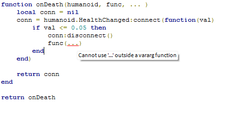 How to fix: cannot use '...' outside a vararg function? - Scripting ...