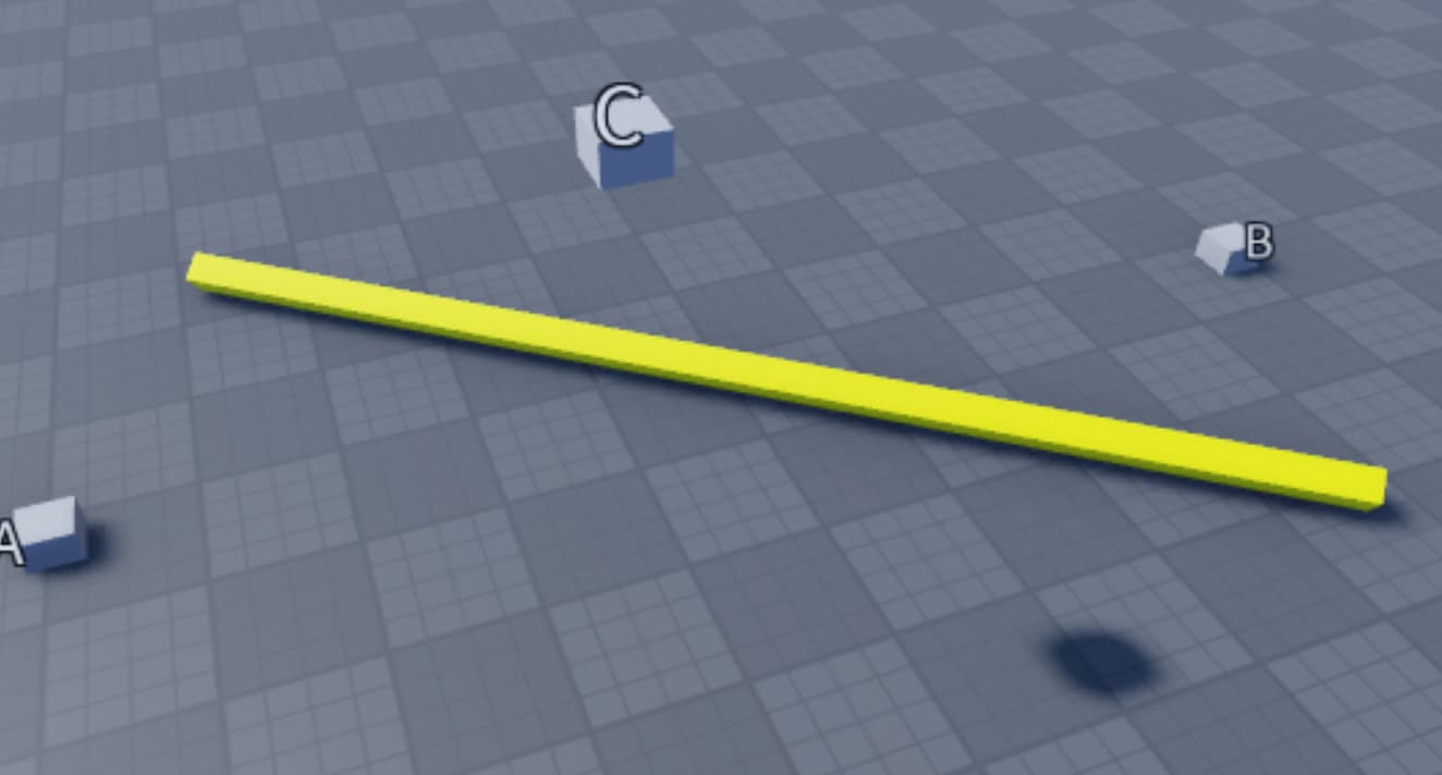 CFrame connect two parts and rotate/look at a third part - Scripting Support - Developer Forum ...