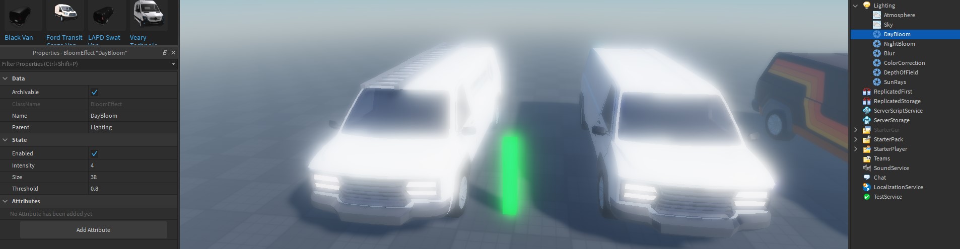 I'm trying to decrease blooming threshold to make neon parts brighter ...