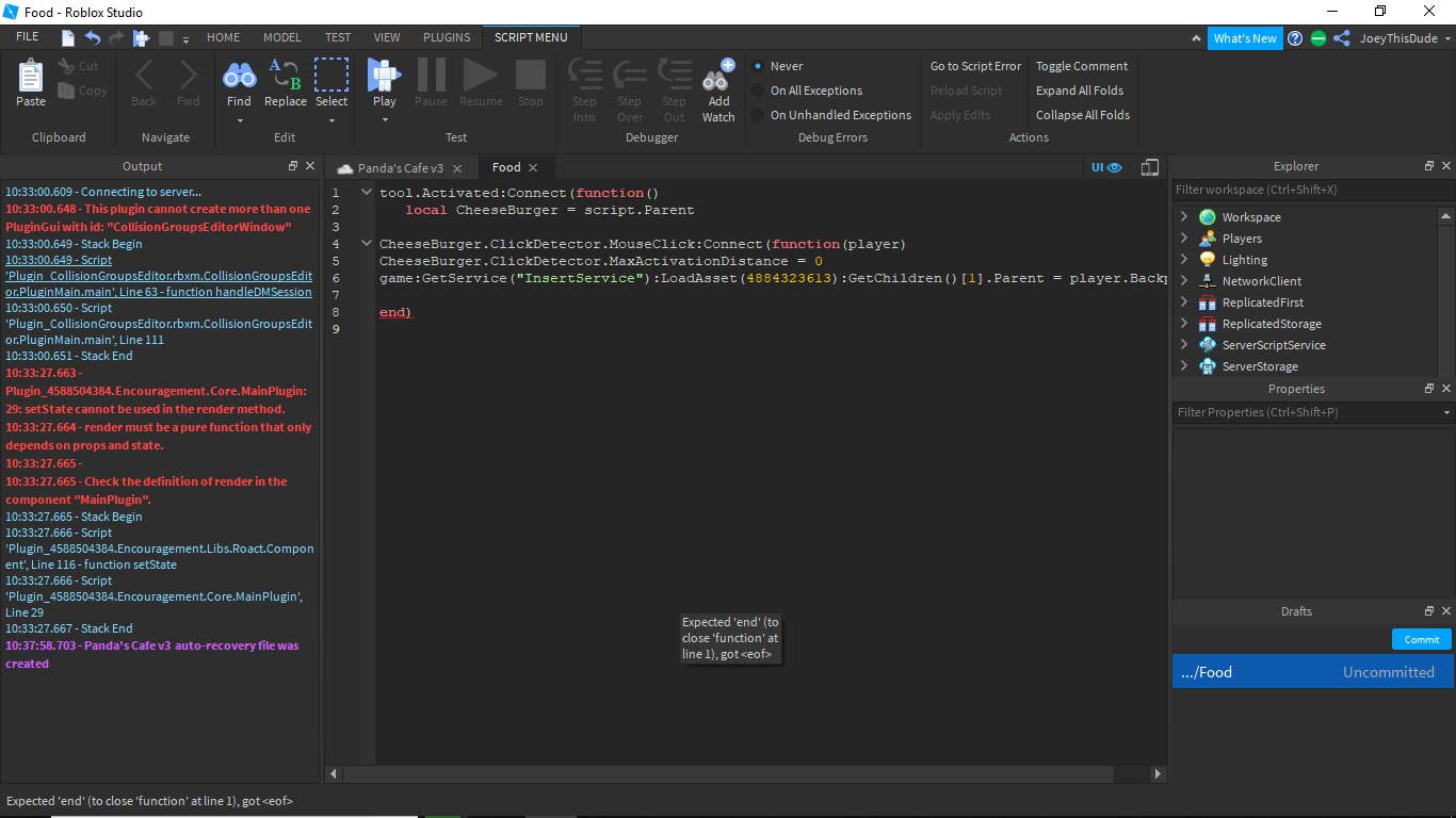 Clickable burger not working - Scripting Support - Developer Forum | Roblox