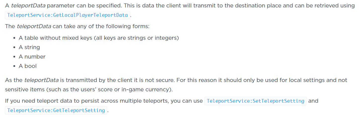 Teleport Data Not Working - Scripting Support - Developer Forum | Roblox Teleport Data Not Working - Scripting Support - Developer Forum | Roblox