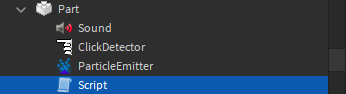 Part plays sound and a particle effect for few seconds on click - Scripting Support - Developer ...