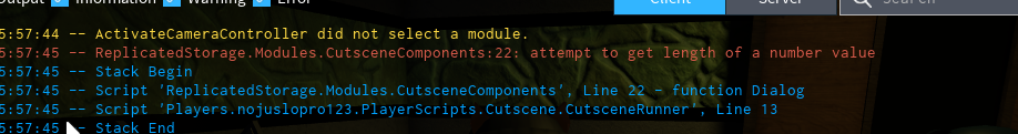Having Problems With An Cutscene Module Script Scripting Support 1056