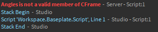 How to get the angles of a cframe as CFrame.Angles? - Scripting Support - Developer Forum | Roblox