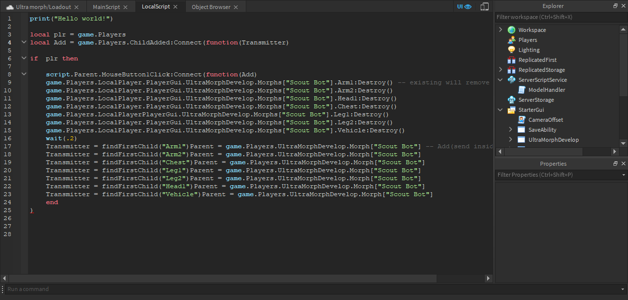Help with saving morphs/loadouts after death - Scripting Support ...