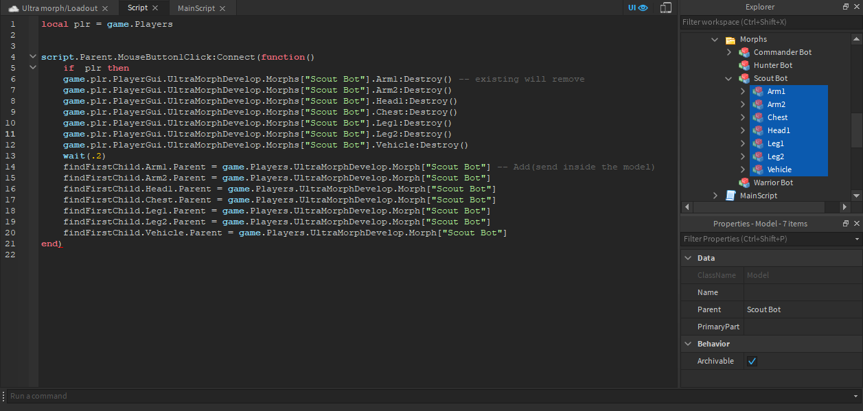 Help with saving morphs/loadouts after death - Scripting Support ...