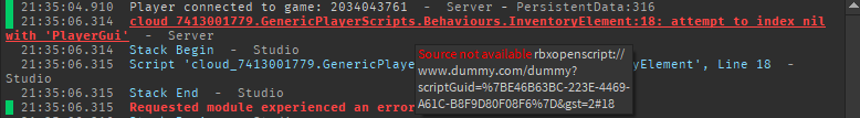 Weird PlayerGui errors - Scripting Support - Developer Forum | Roblox