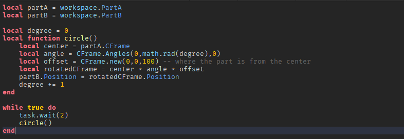 How To Make A Part Move Within A Radius Of A Circle Around Another Part Scripting Support