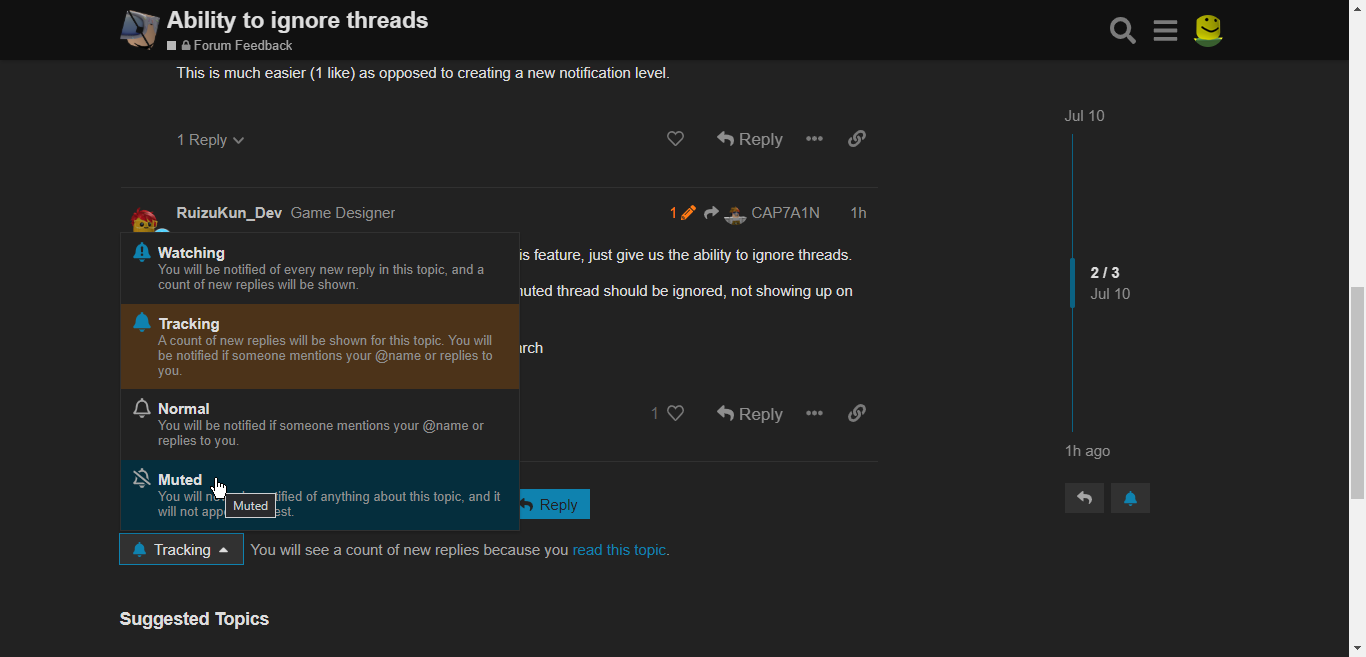 Ability to ignore threads - Forum Help - Developer Forum | Roblox