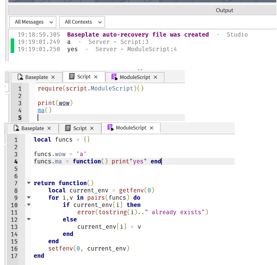 How to use functions that are defined by a sandbox, but not the script ...