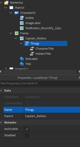 Storing GUI Data - Scripting Support - Developer Forum | Roblox