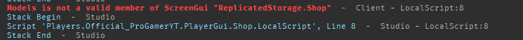 Models Is Not A Valid Member Of Screengui Scripting Support
