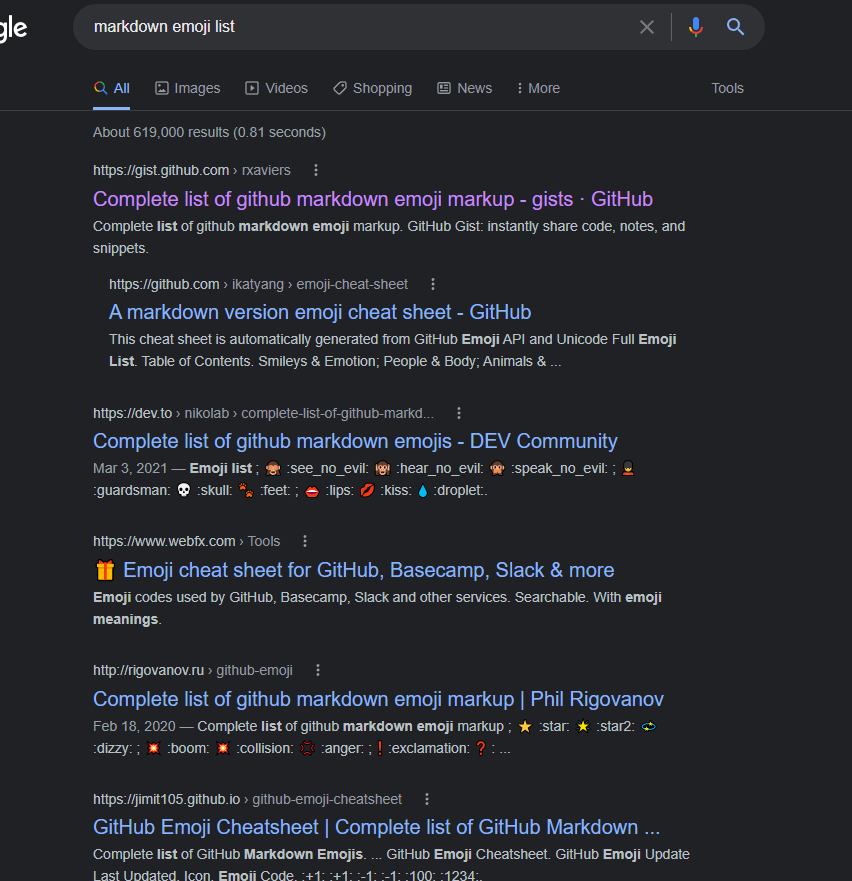 Anyone know how I can get a complete list of markdown emojis including their aliases ...