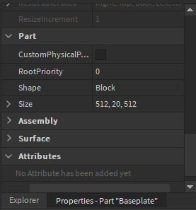 Plastic parts don't have the "Surface" category in properties ...