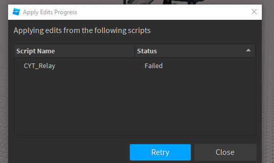 Applying script edits failed - Scripting Support - Developer Forum | Roblox