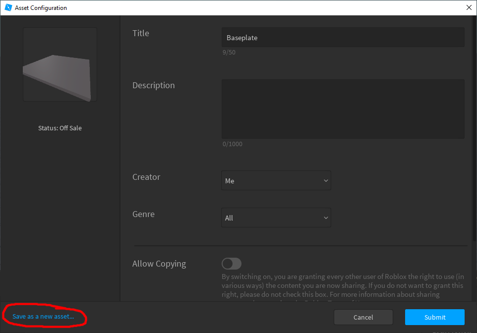 "Save as new asset..." and "Overwrite an existing asset..." in the asset publishing windows are ...